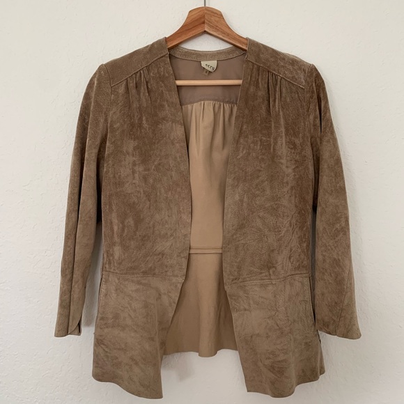 ecru | Jackets & Coats | Ecru Leather Lightweight Blazer | Poshmark